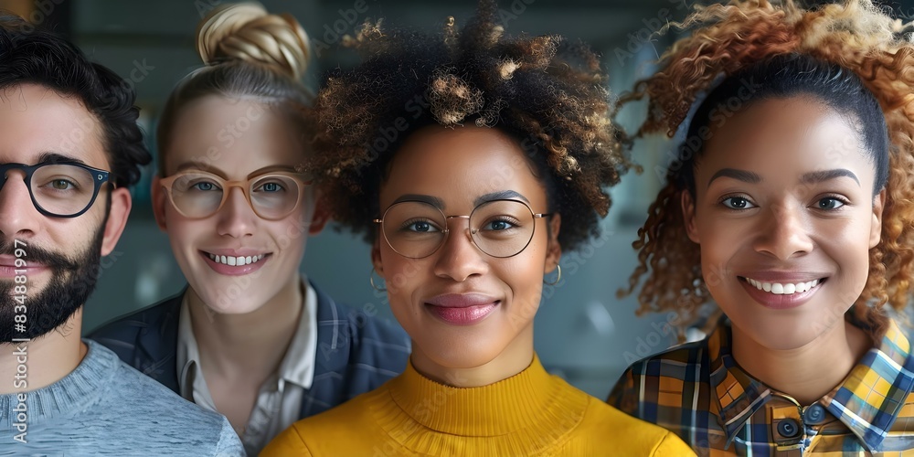 Diverse office team promotes workplace inclusion and multiculturalism ...