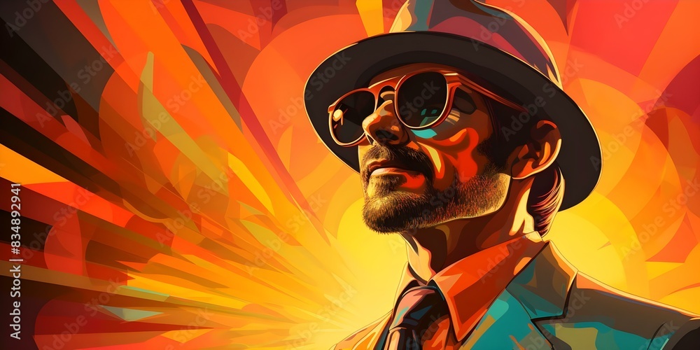 Retro s Funk Music Album Cover with Colorful Design and Musical ...