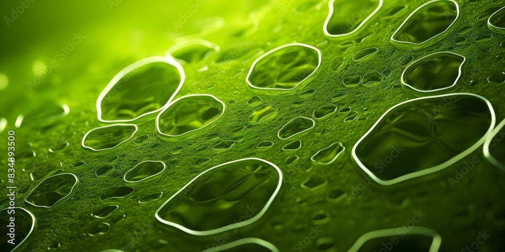 Visual representation of green algae cells. Concept Microscopic Vision ...