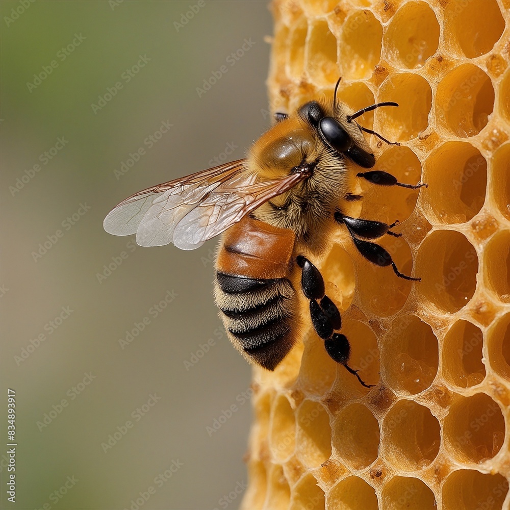 Bienen und Wabe. Generative AI Technologie Stock Photo | Adobe Stock