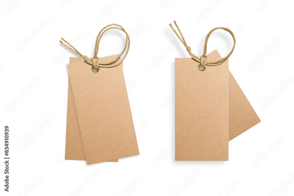 Set of two kraft paper hang tags, price tags or cloth labels with ...
