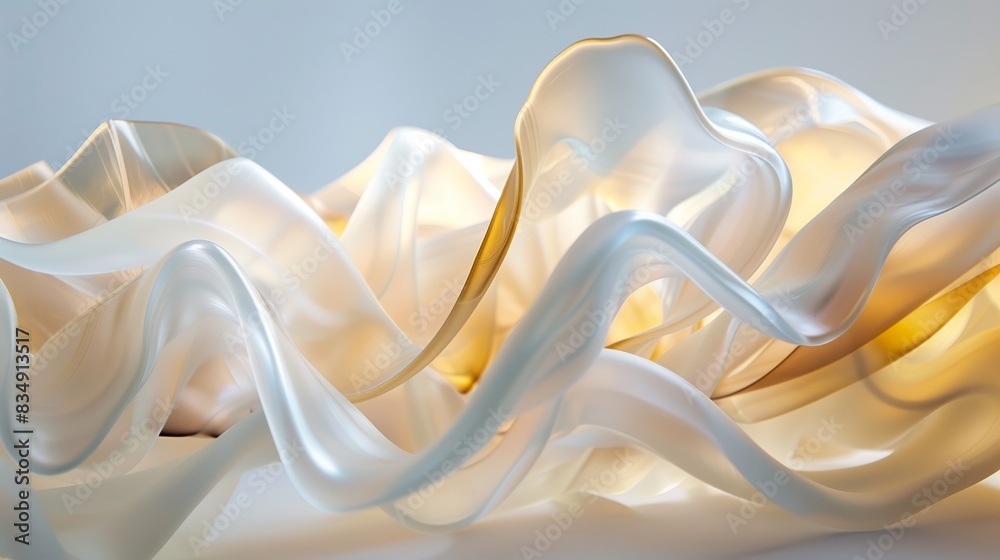 Translucent materials, with soft curves and undulating lines that ...