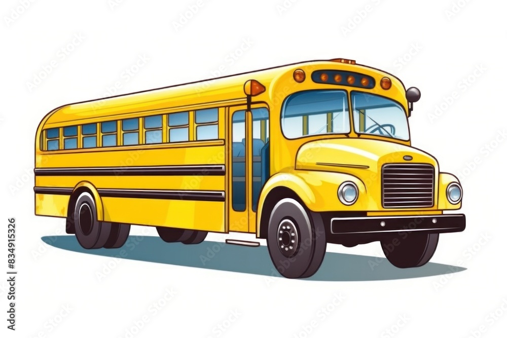 Foto de Yellow School Bus 2D Flat Illustration. School Bus mockup with ...