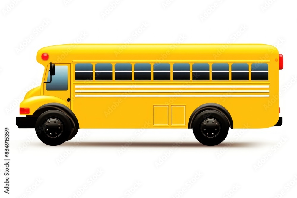 Yellow School Bus 2D Flat Illustration. School Bus mockup with copy and ...