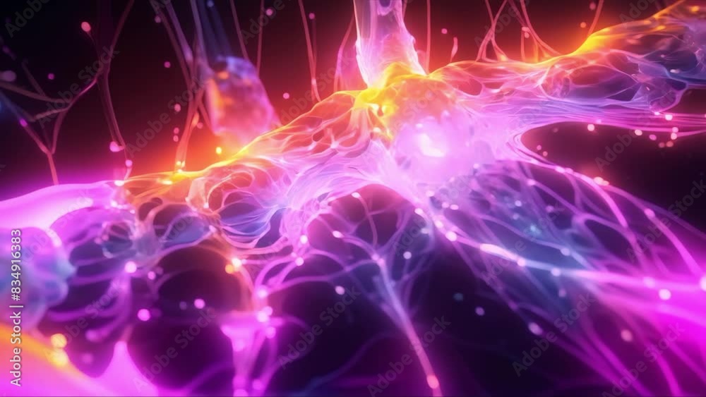 Vivid 3D digital art of inflamed hip joints in illuminated human ...