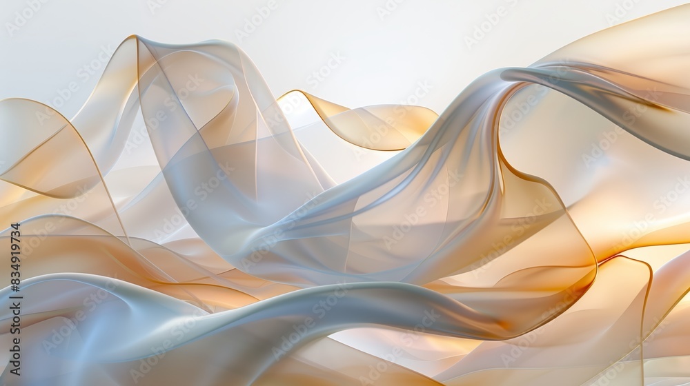 Translucent materials, with soft curves and undulating lines that ...