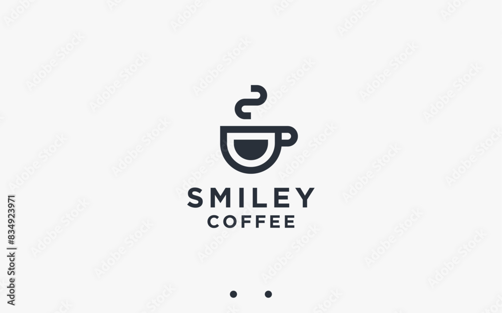 smile coffee logo design vector silhouette illustration Stock Vector ...