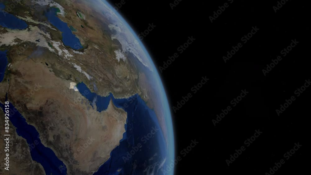 Fly Zoom into Kuwait, Kuwait City, through space to see the country map ...