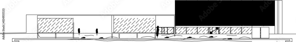 Vector illustration sketch of architectural engineering design drawing ...