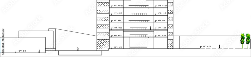 Vector illustration sketch of architectural engineering design drawing ...