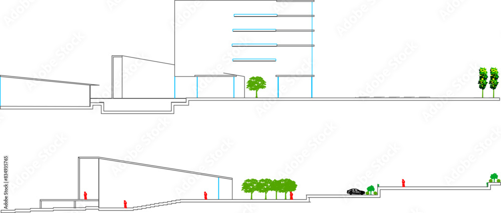 Vector illustration sketch of architectural engineering design layout ...