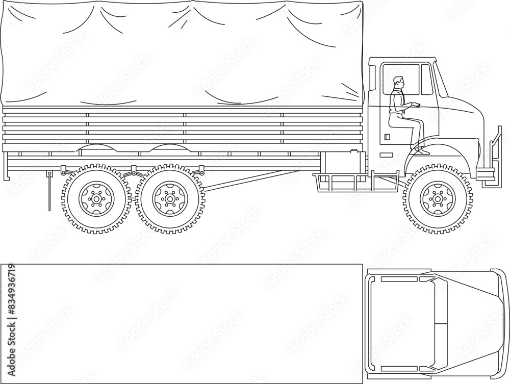 Sketch illustration vector detailed design drawing of car transport ...