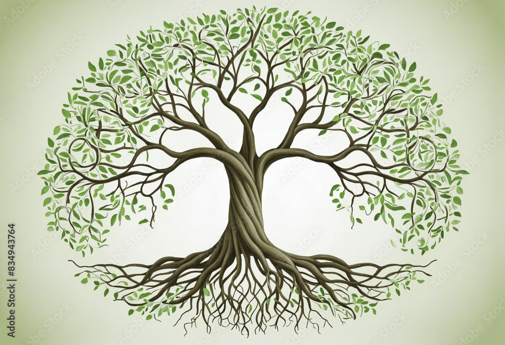 An artistic representation of interconnected life cycles in nature ...