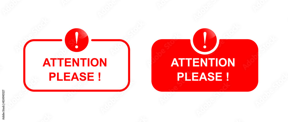 vector illustration of attention sign. red color danger or warning sign ...