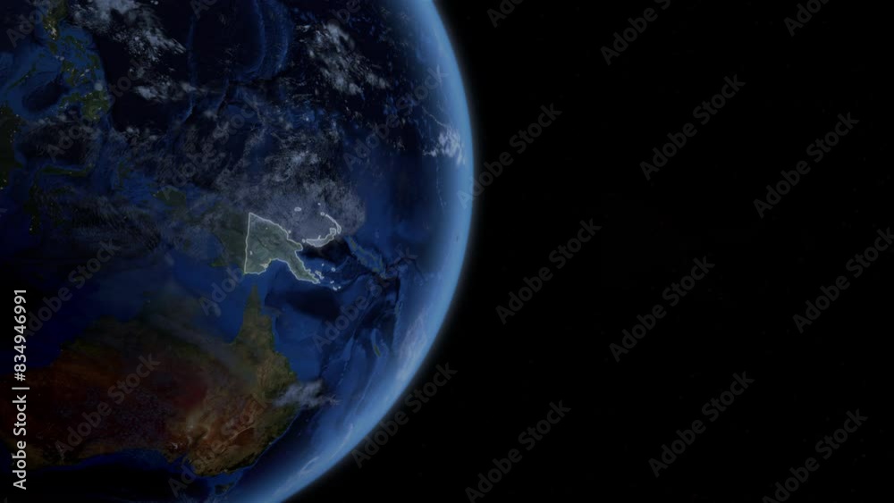 Fly Zoom into Papua New Guinea, through space to see the country map ...