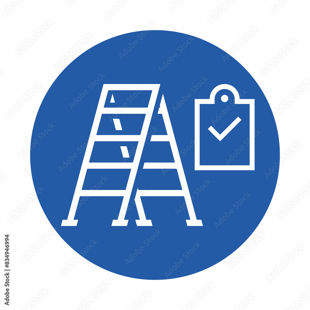 Foldable and portable ladder inspection vector illustration. Sign ...