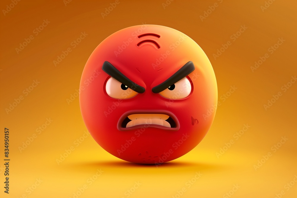 Angry emoji with red face, frowning mouth, eyes and eyebrows scrunched ...