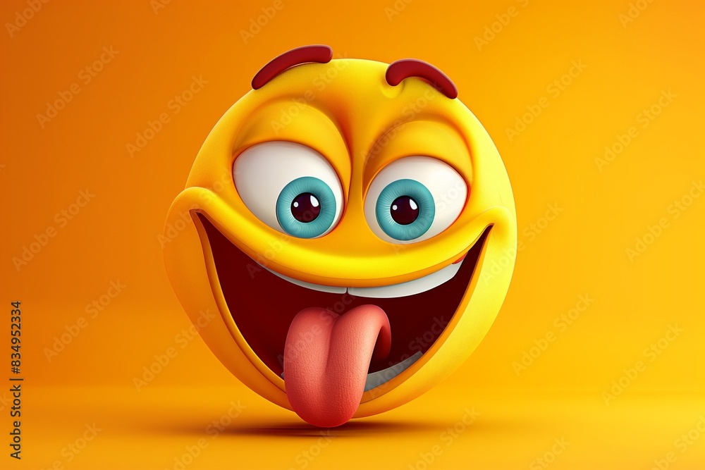 crazy emoji face with winking eye and tongue out . funny emoticon with ...