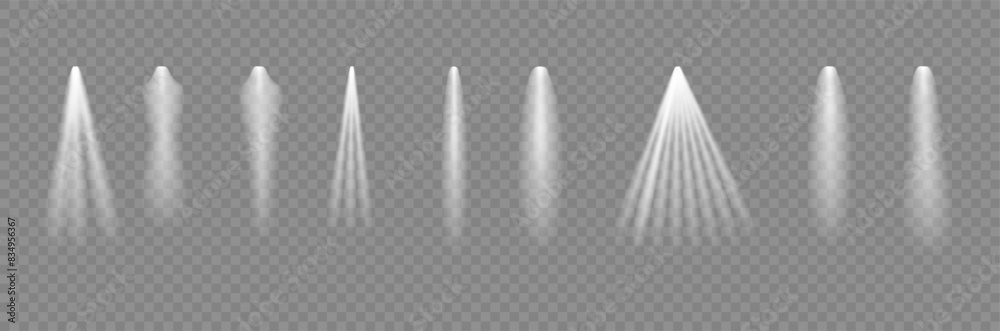 Spotlight. Light effect set. Glow white transparent light effect set ...