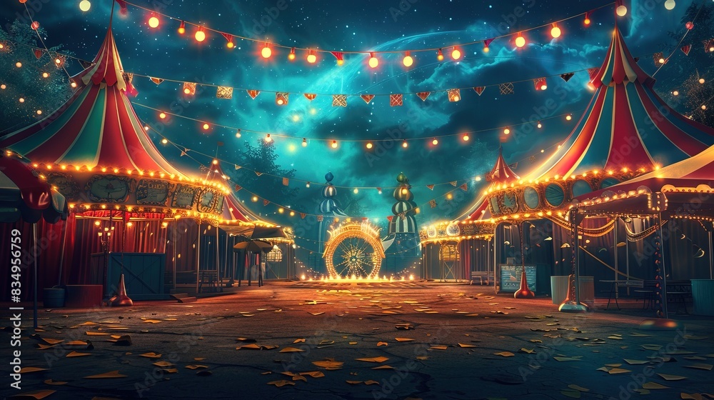 circus stage background, promotional materials and event announcements ...
