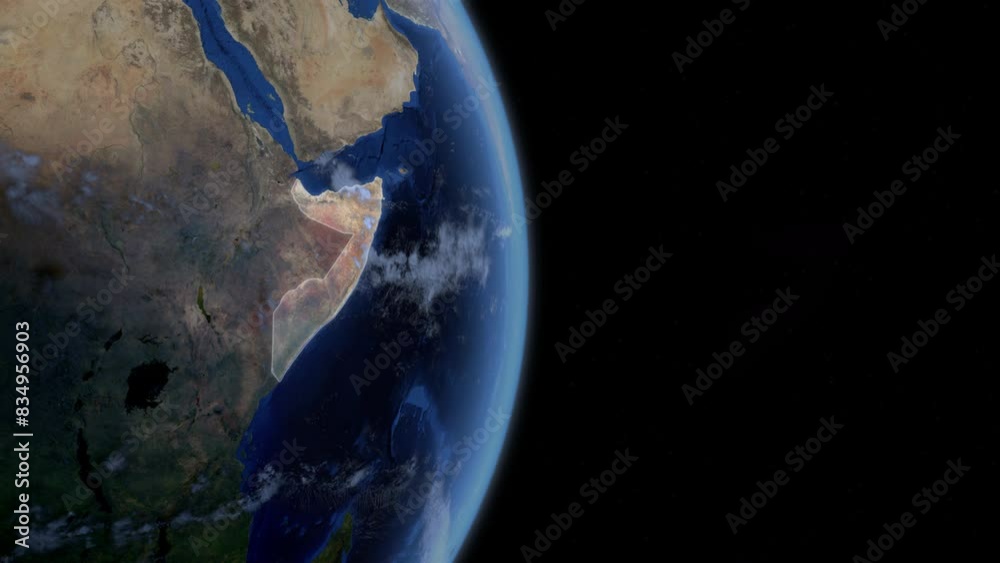 Fly Zoom into Somalia through space to see the country map region from ...
