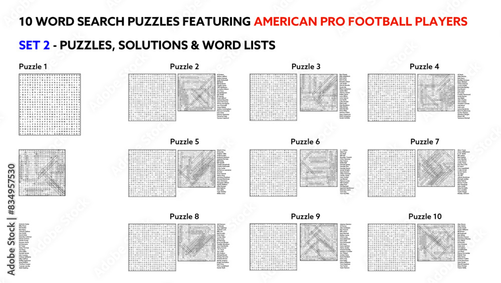 Printable Word Search Puzzles with Solutions: American Pro Football ...