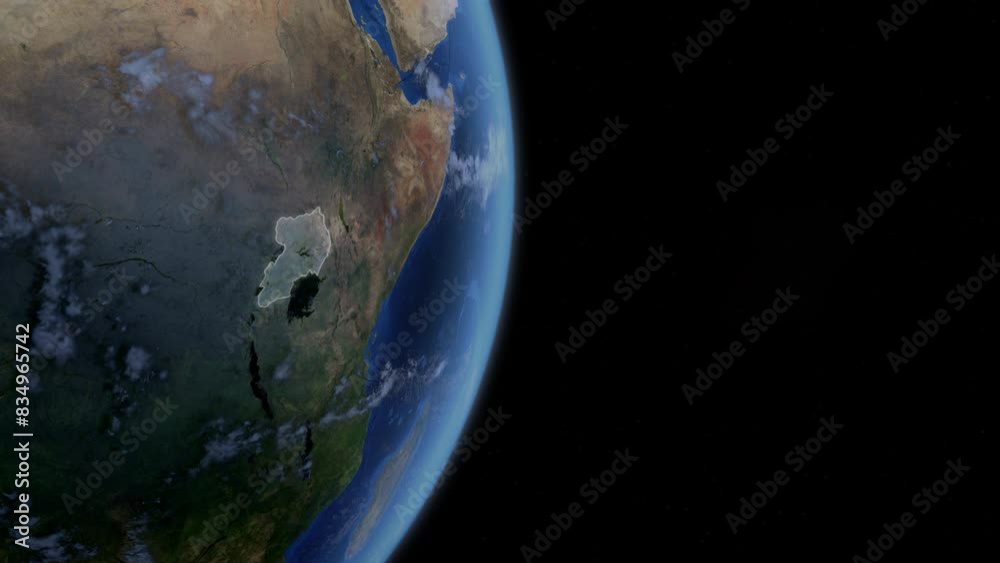 Fly Zoom into Uganda through space to see the country map region from ...