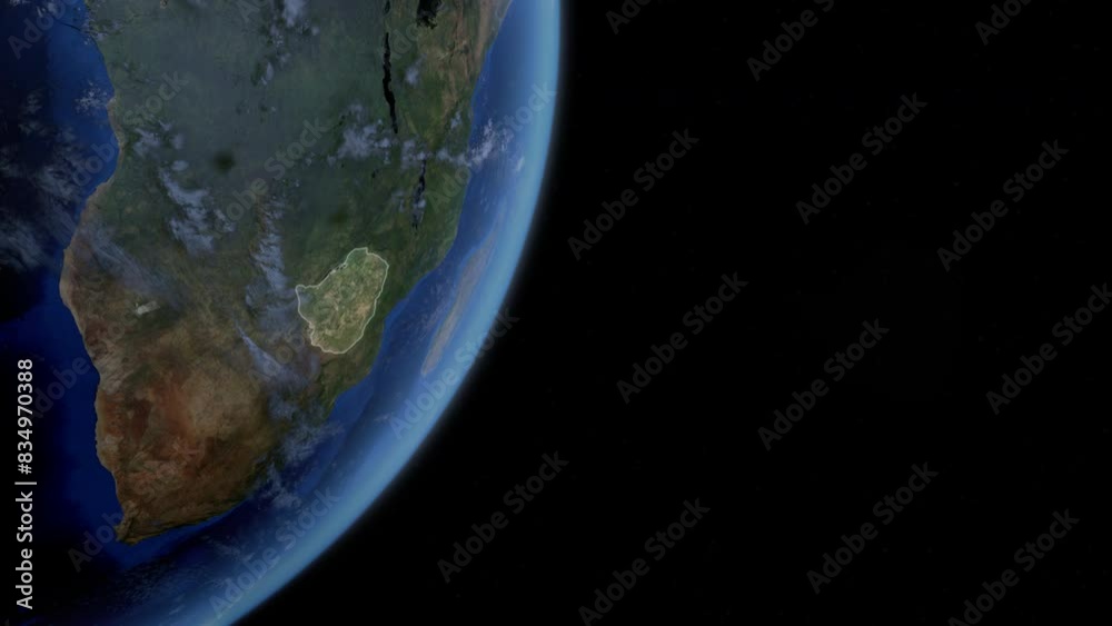 Fly Zoom into Zimbabwe, Harare, through space to see the country map ...
