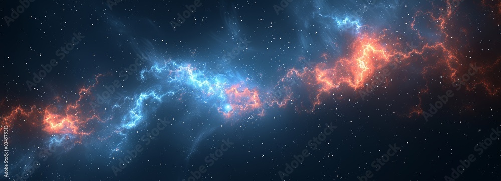 Colorful space galaxy cloud nebula in light crimson and light azure ...