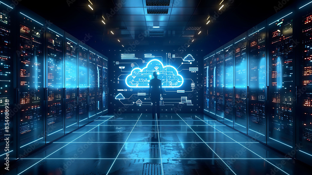 dynamic visual of digital transformation cloud glowing data nodes and ...