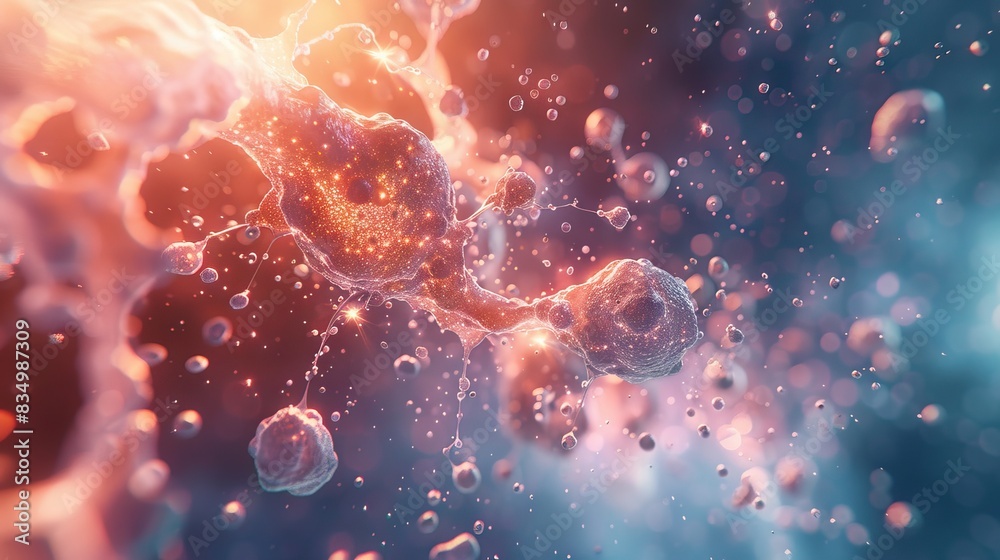 Abstract Science Background Showing Dynamic Molecular Structure With Glowing Particles