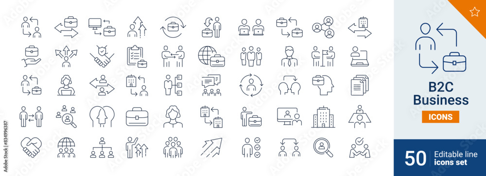 B2C icons Pixel perfect. Business, company, setup, ... Stock Vector ...