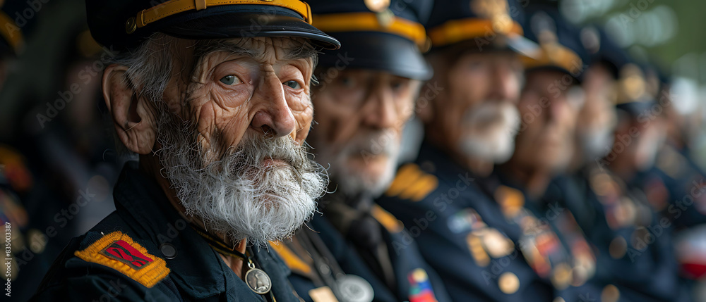 group of veterans proudly wearing their uniforms and medals surrounded ...