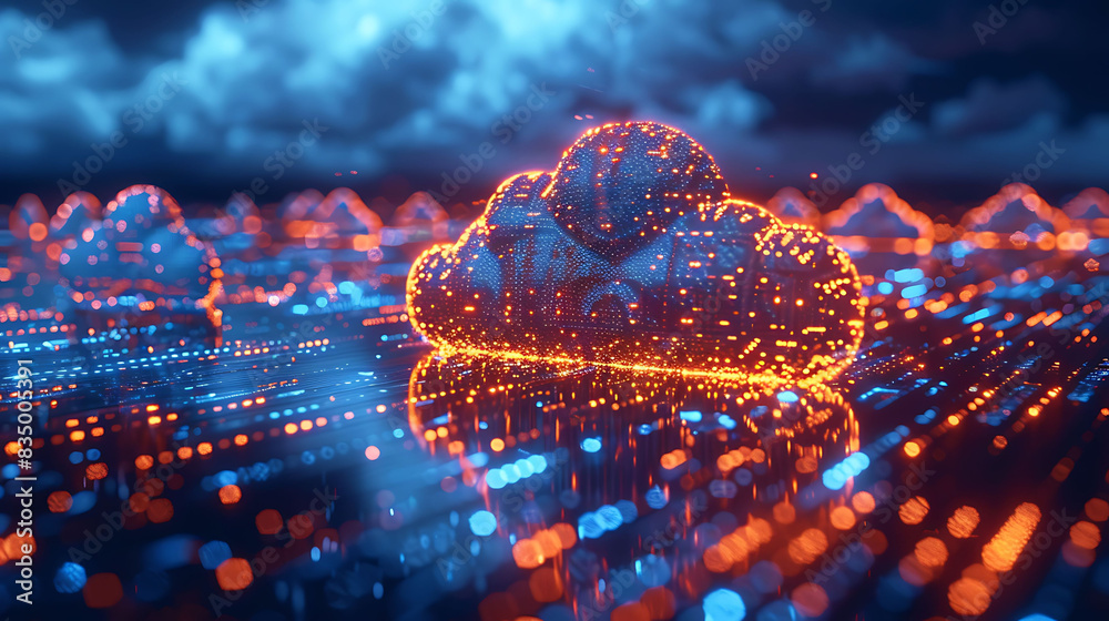 hightech representation of cloud cybersecurity digital locks encrypted data streams secure ...