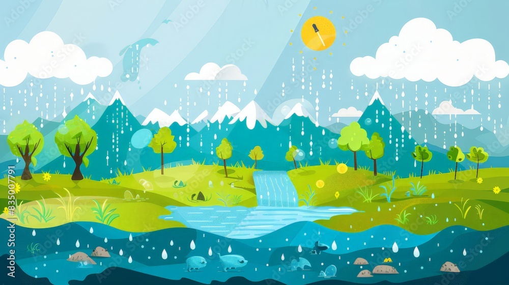 Develop a visual representation of the water cycle. Explain processes ...