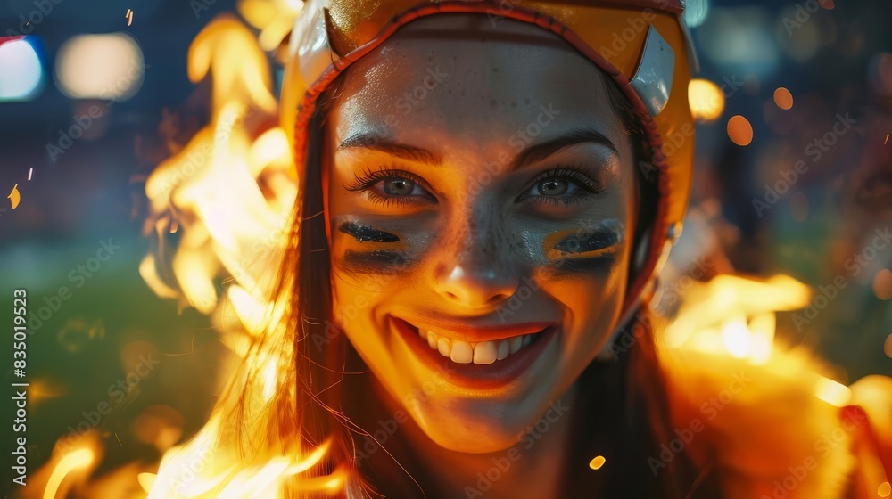 Olympic Paris 2024 sport Focus a cute football player football costume ...