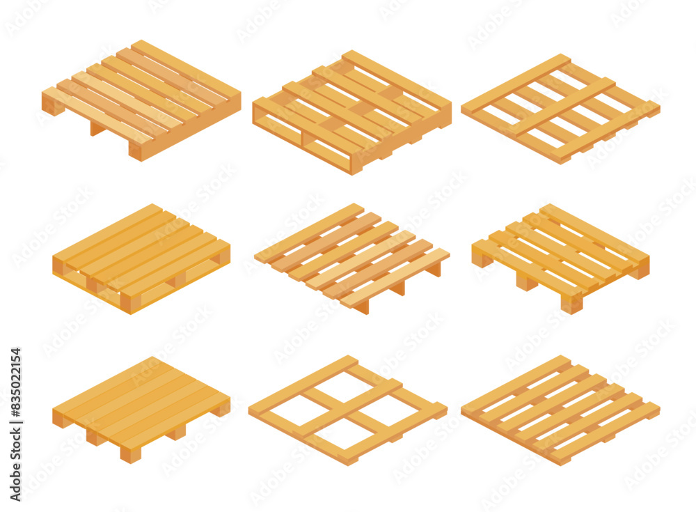 Set of wooden pallets set collection, Wood pallets for Stacking Freight ...