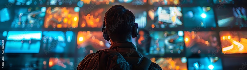 A video editor reviewing a timeline filled with multiple video layers ...