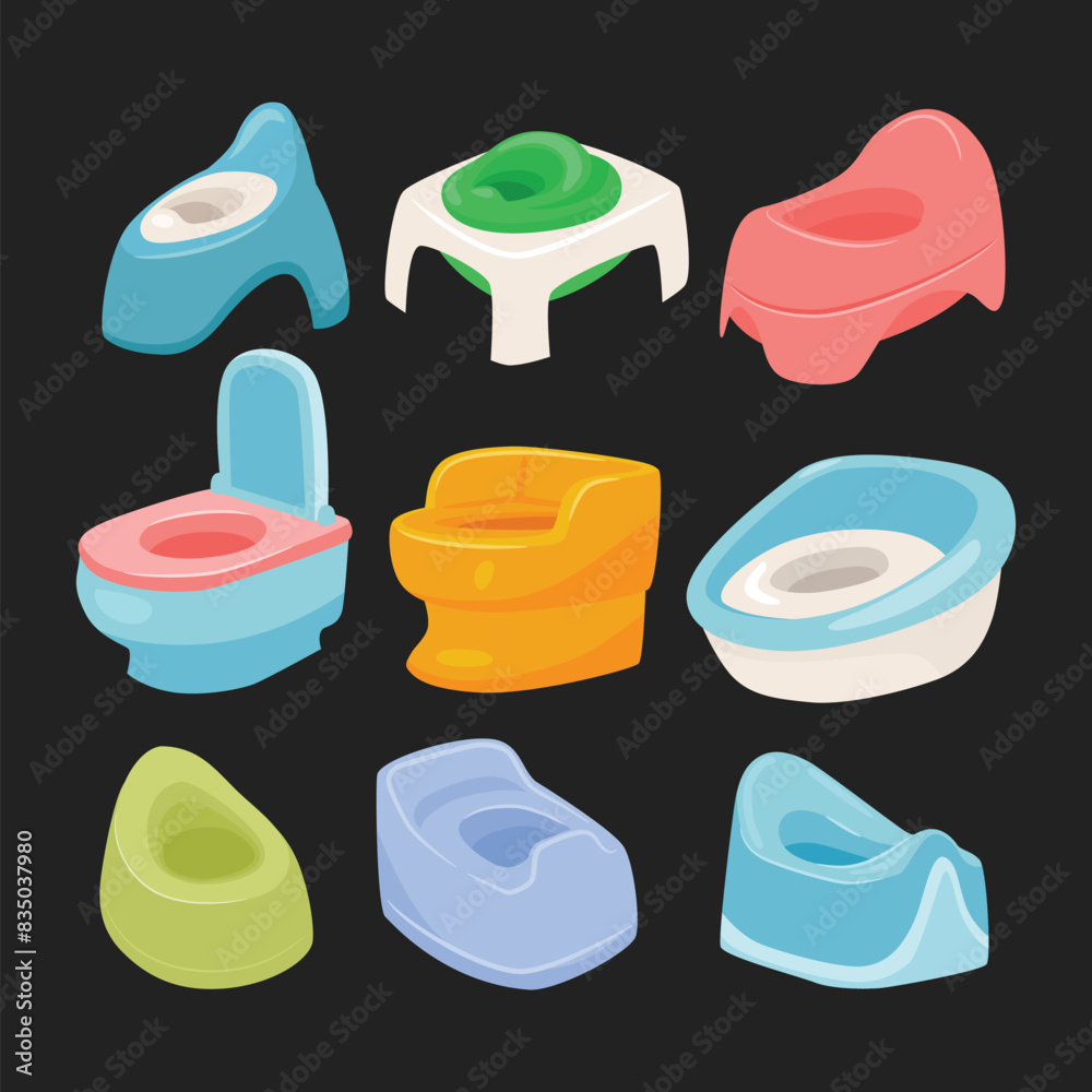 Set of baby potty chair set collection, potty seat cartoon for babies ...