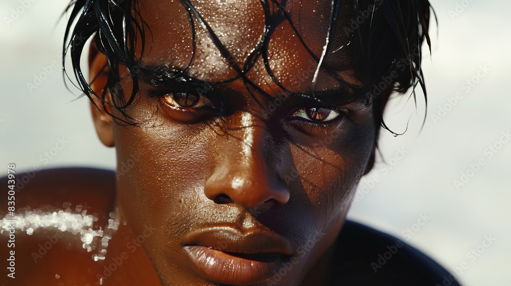 A dark-skinned Arab man with a square haircut and silky hair in close ...