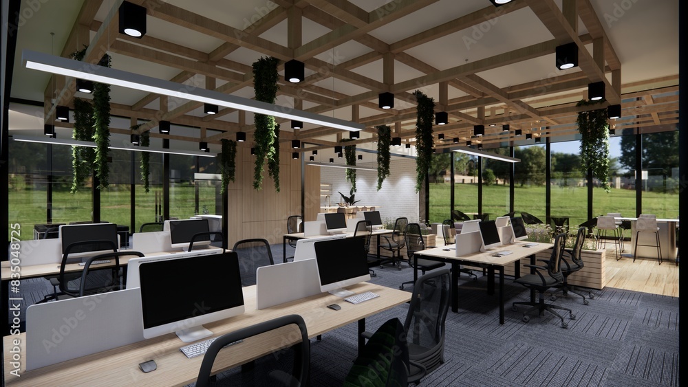 Interior Empty Modern Loft Office open space modern office.Modern open ...