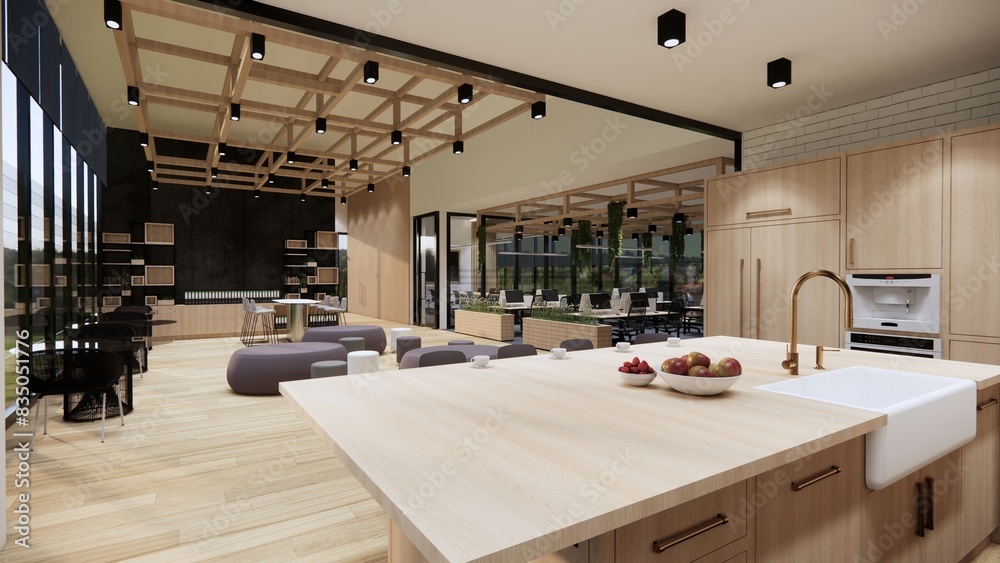 Interior Empty Modern Loft Office open space modern office.Modern open ...