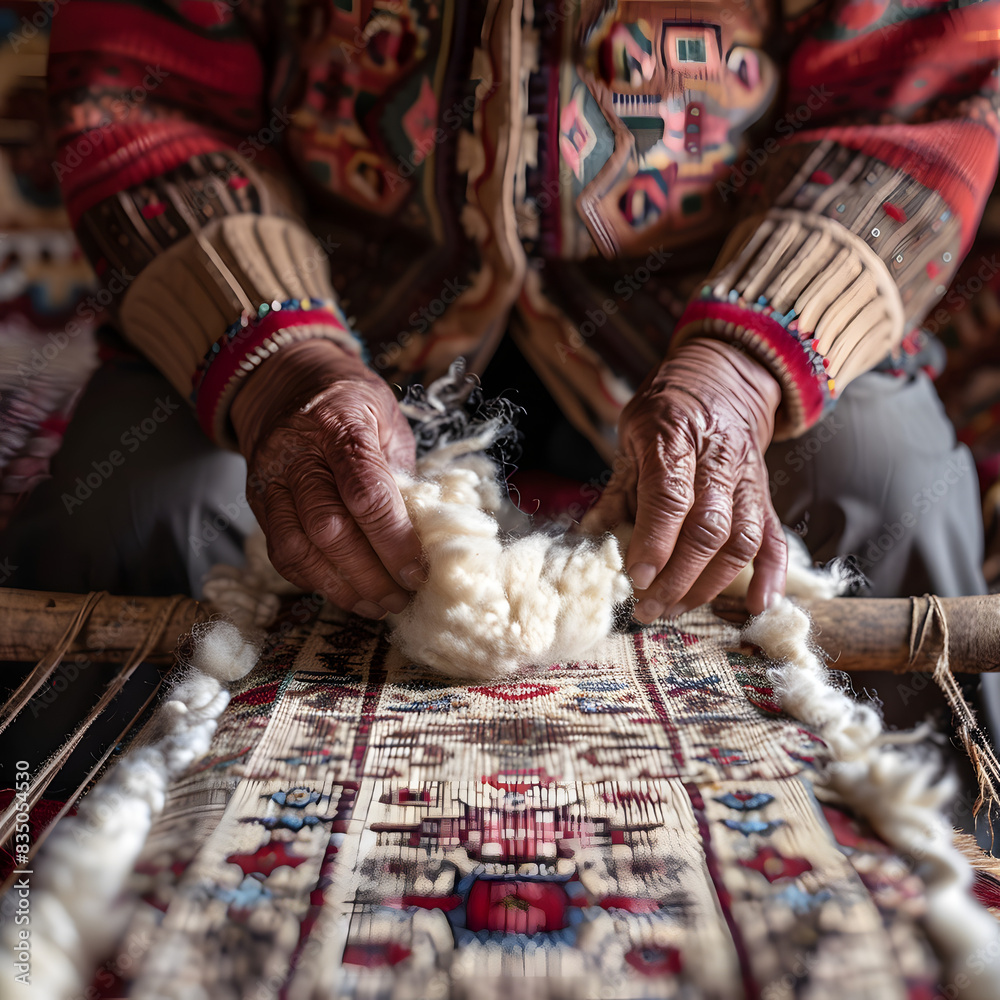 Traditional Weaving of Alpaca Wool by Artisan Hands in Cultural Garment ...
