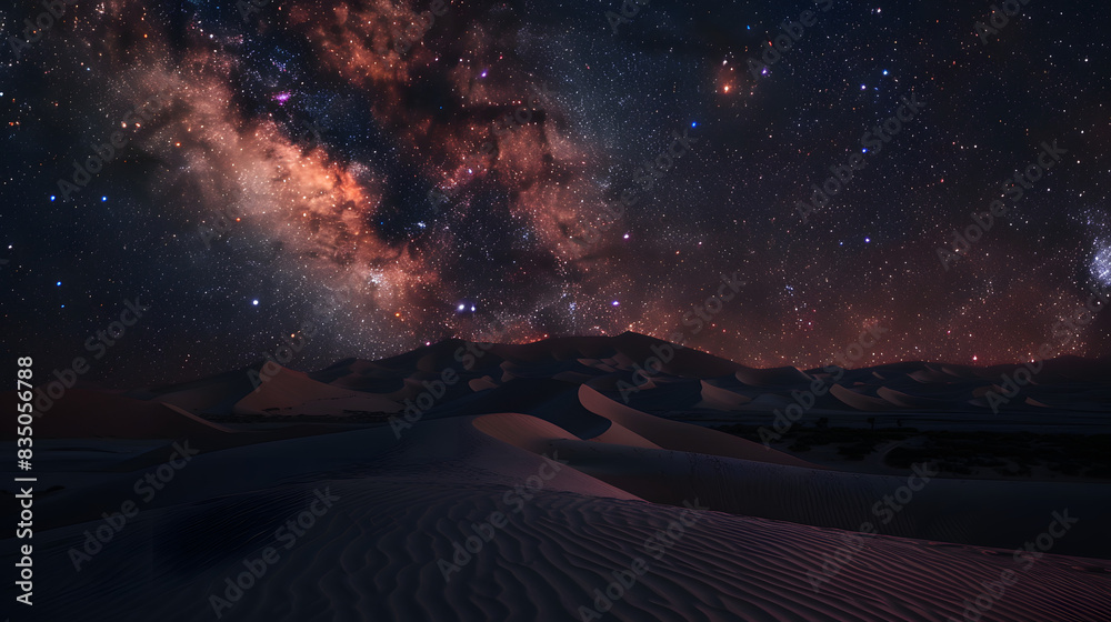 Stunning Milky Way Galaxy Over Desert Dunes at Night with Starry Sky ...