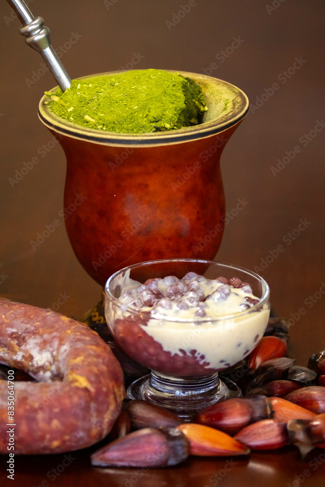 Typical Gaucho culture, yerba mate mate, red wine sago, pine nuts and ...