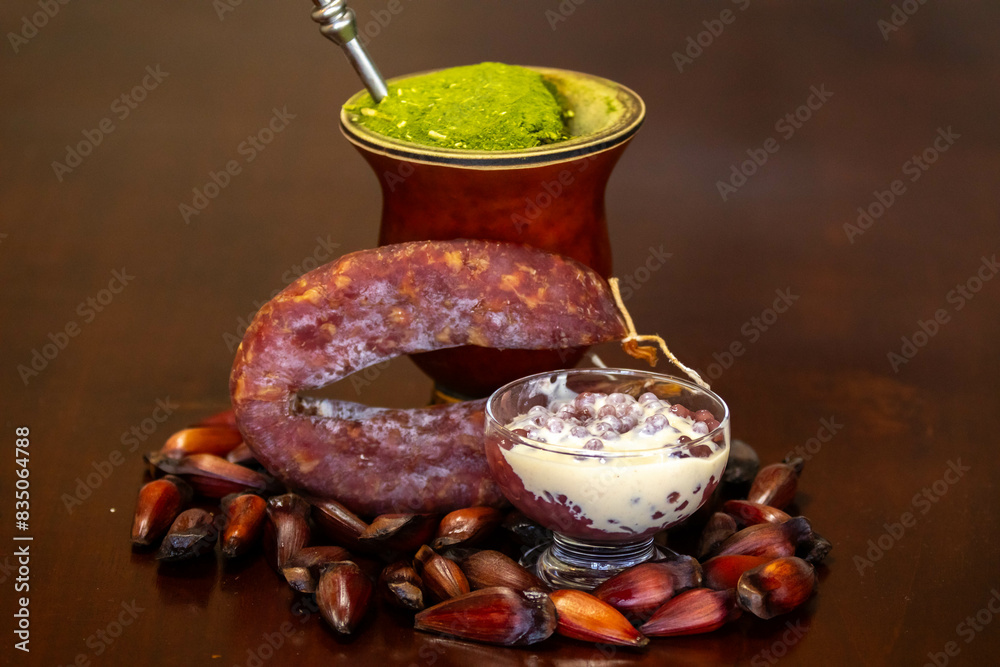 Typical Gaucho culture, yerba mate mate, red wine sago, pine nuts and ...