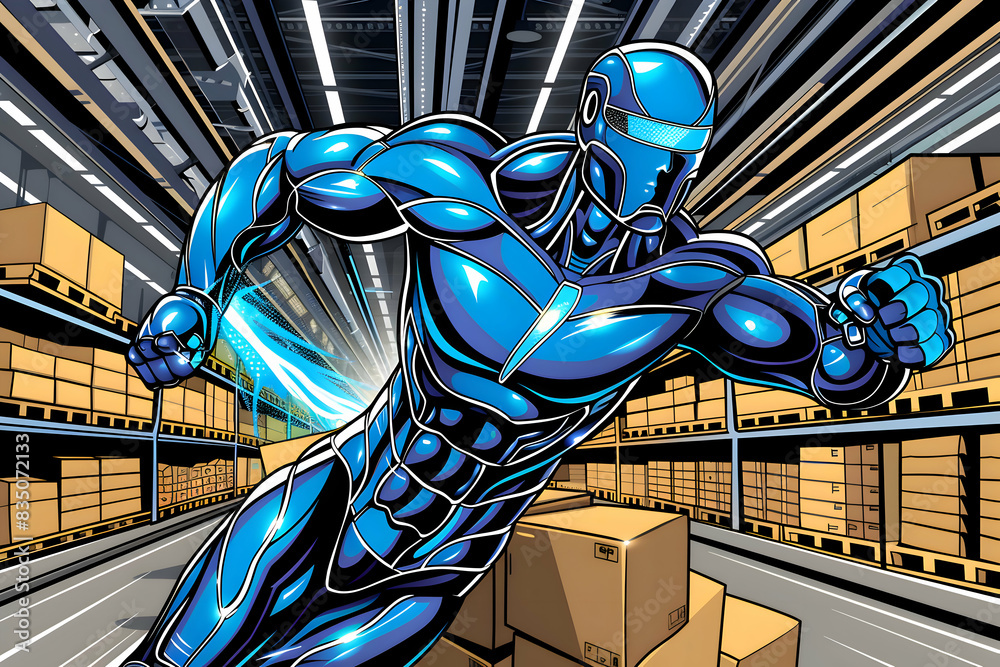 cartoon illustration of warehouse robot - automation, fulfillment ...