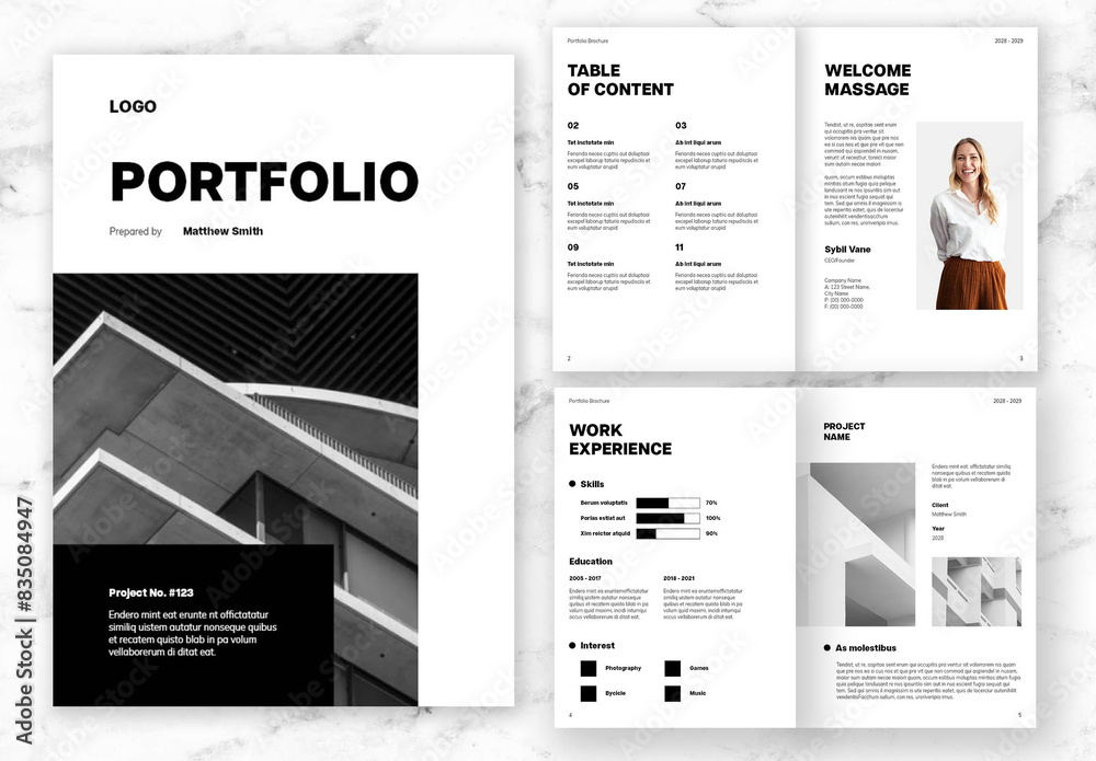 Clean Minimalist Personal Portfolio Stock Template | Adobe Stock
