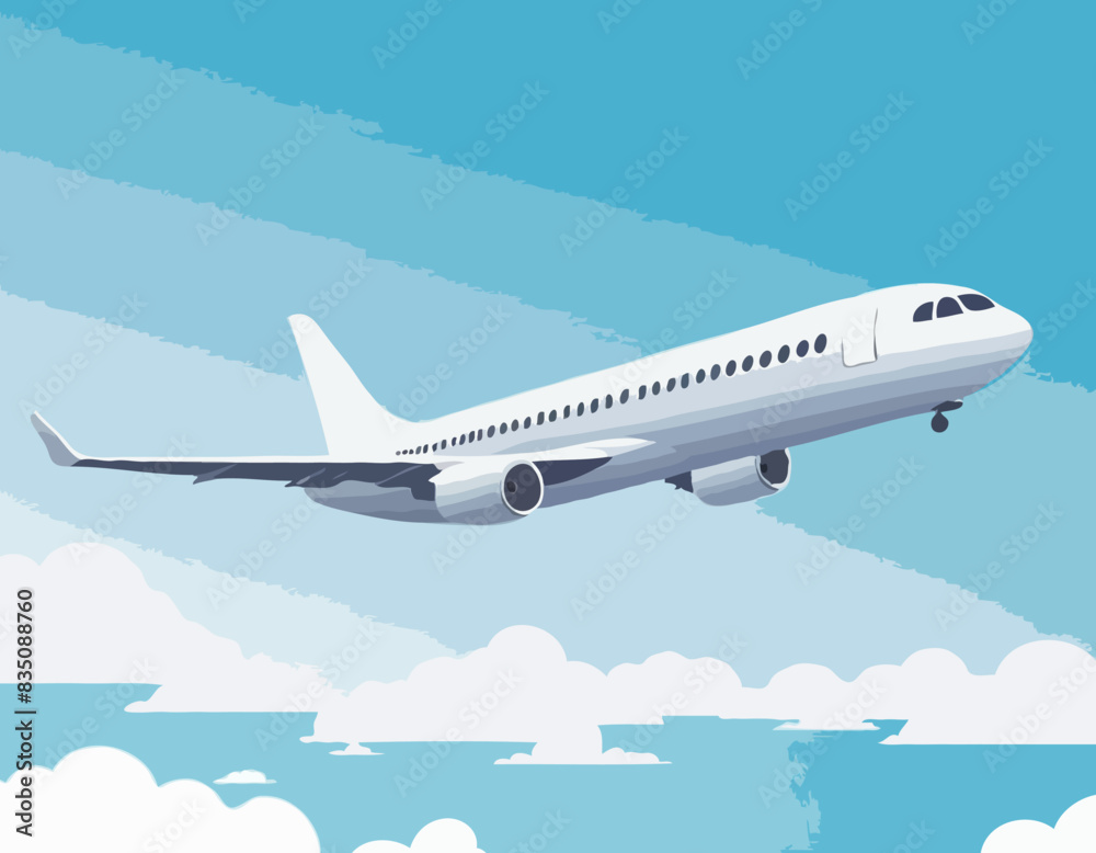 Vetor de Modèle 3D réaliste d’un avion volant dans les airs isolé sur ...