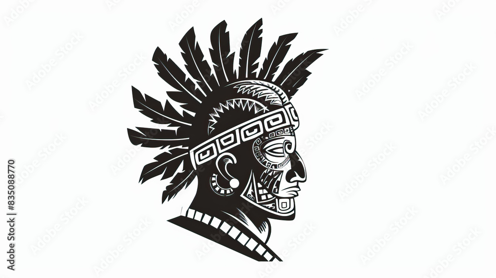 Inca warrior helmet illustration, modern graphic design, isolated, copy ...